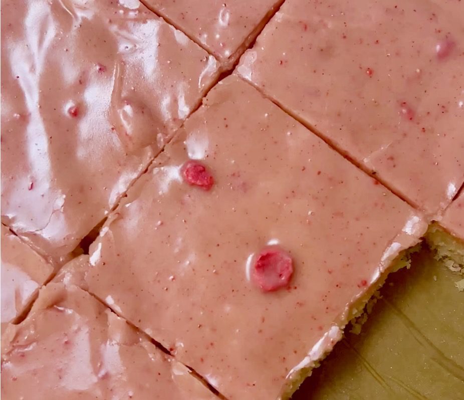Vanilla Snacking Cake with Strawberry Glaze - Jessie Sheehan Bakes